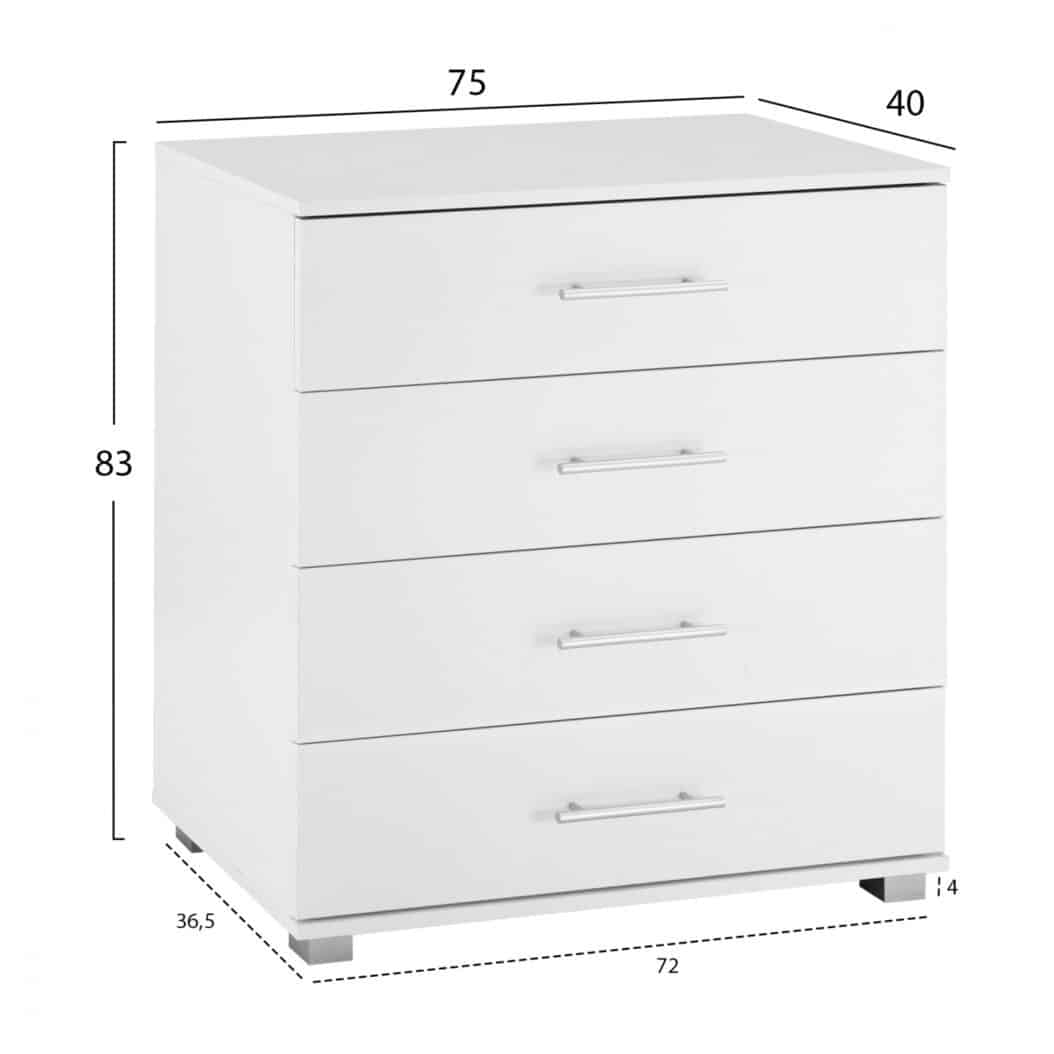 ΣΥΡΤΑΡΙΕΡΑ ΜΕΛΑΜΙΝΗΣ BRIANA HM2204.05 ME 4 ΣΥΡΤΑΡΙΑ ΛΕΥΚΗ 75x40x83Y εκ ...