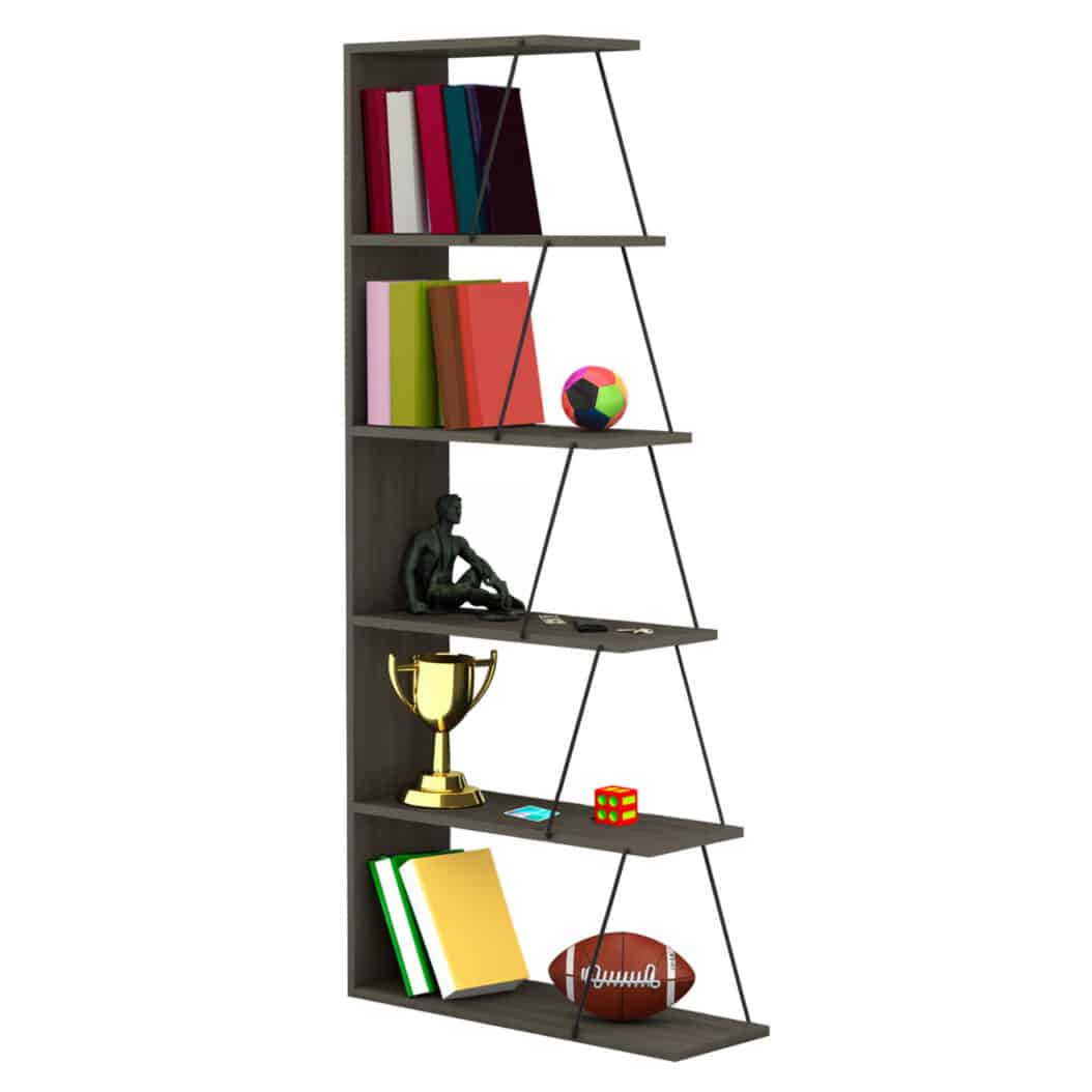 ΒΙΒΛΙΟΘΗΚΗ ΜΙΝΙ TARS HM2241.13 OLIVE GREY ME ΜΑΥΡΕΣ ΒΕΡΓΕΣ 65x22 ...