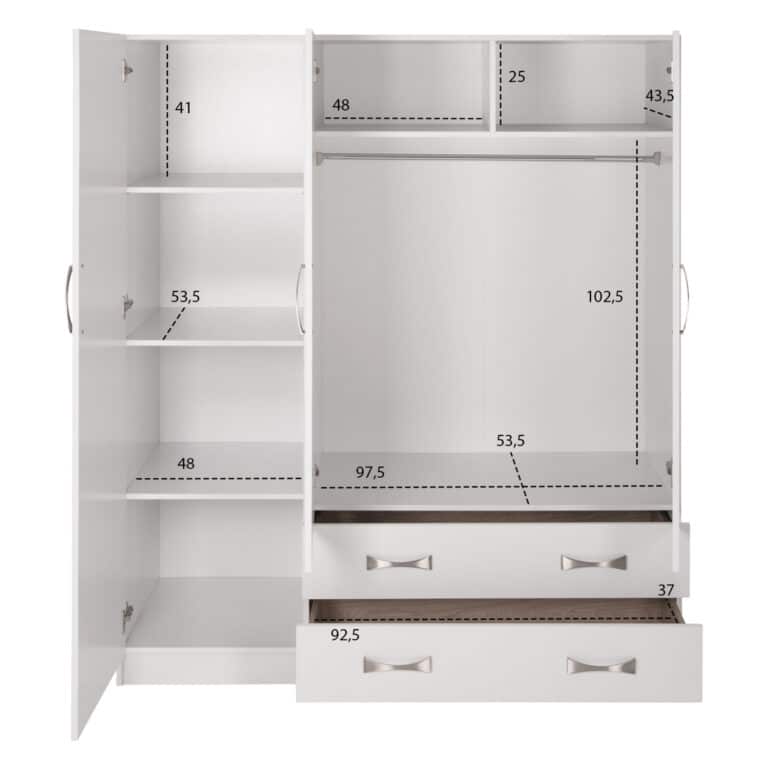 ΝΤΟΥΛΑΠΑ 3ΦΥΛΛΗ CARLY HM384.05 ΜΕ ΔΥΟ ΣΥΡΤΑΡΙΑ ΛΕΥΚΗ 150X55Χ180Υεκ ...