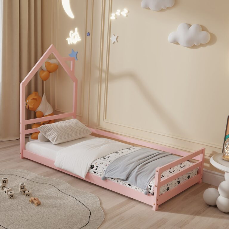 ΚΡΕΒΑΤΙ ΠΑΙΔΙΚΟ HOUSER HM676.06 τ.MONTESSORI ΞΥΛΟ ΠΕΥΚΟ ΡΟΖ- 190x90εκ ...