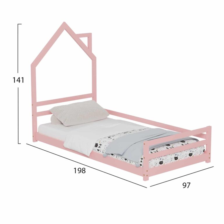 ΚΡΕΒΑΤΙ ΠΑΙΔΙΚΟ HOUSER HM676.06 τ.MONTESSORI ΞΥΛΟ ΠΕΥΚΟ ΡΟΖ- 190x90εκ ...